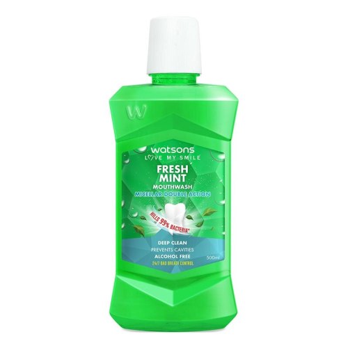 Watsons Fresh Mint Mouthwash 500 ml - Alodokter Shop