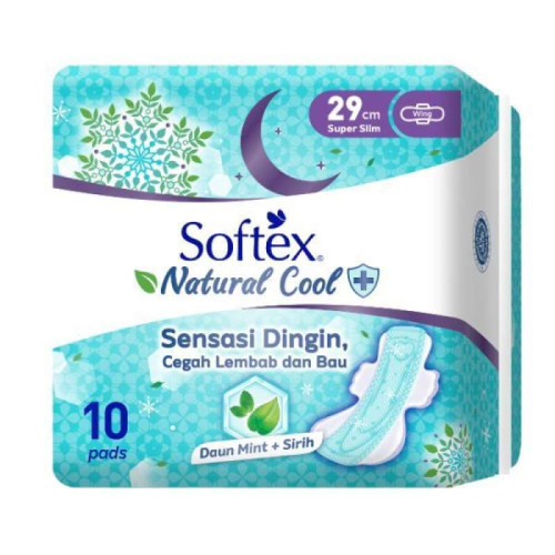 Softex Natural Cool Super Slim Wing 29cm 10 pads - Alodokter Shop