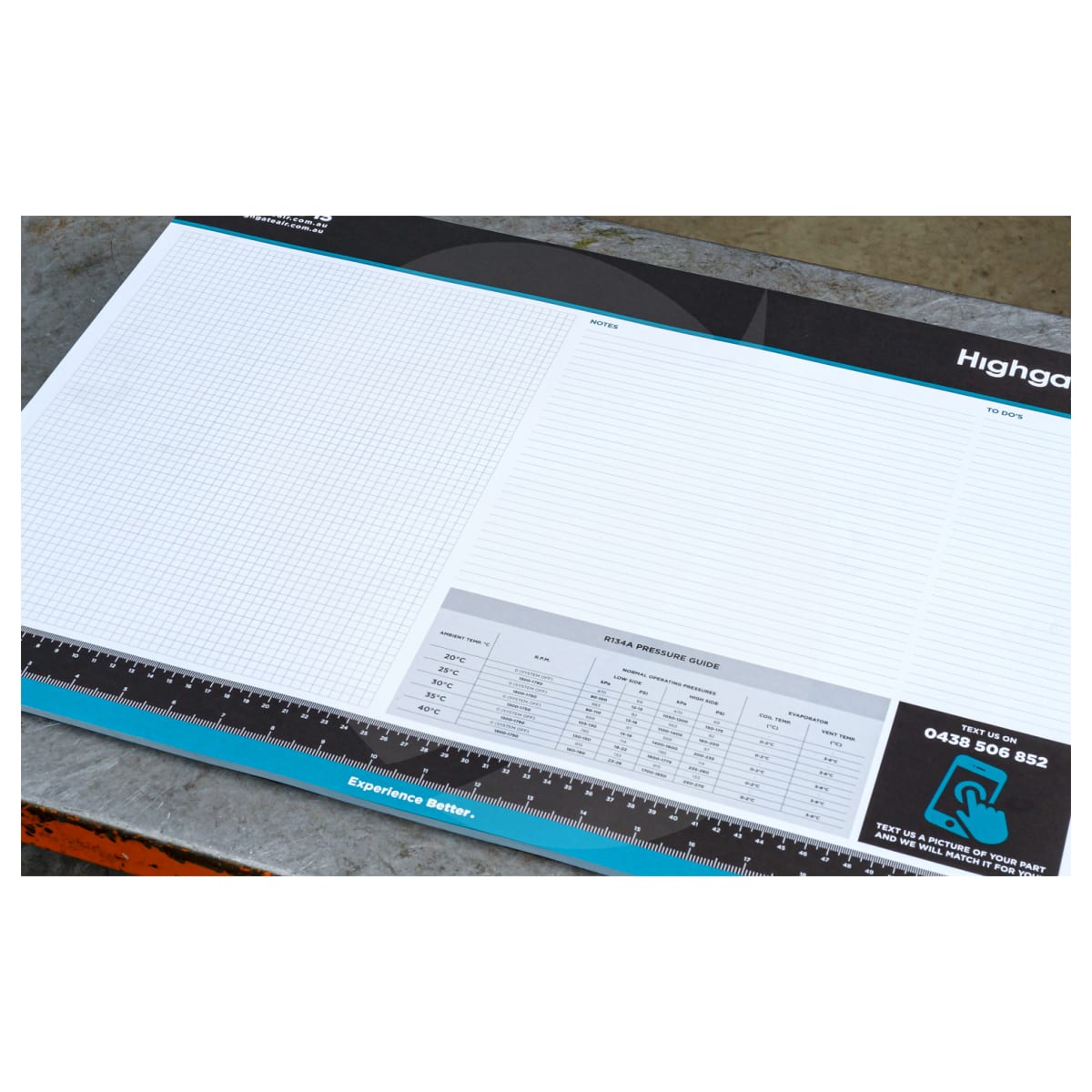 PROMOTIONAL PRODUCT, HIGHGATE AIR NOTEPAD, DESK, SQUARE NOTES RULLER, A2