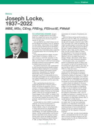 Obituary: Joseph Locke, 1937-2022 - The Institution of Structural Engineers