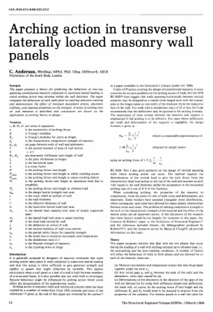 Arching Action in Transverse Laterally Loaded Masonry Wall Panels - The ...