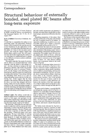Correspondence on Structural Behaviour of Externally Bonded, Steel ...