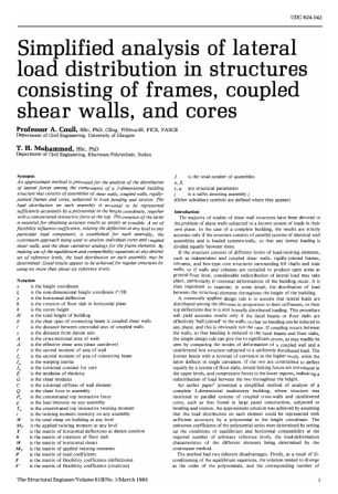 Simplified Analysis of Lateral Load Distribution in Structures ...
