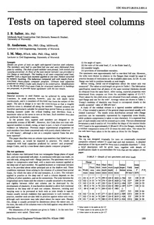 Tests on Tapered Steel Columns - The Institution of Structural Engineers