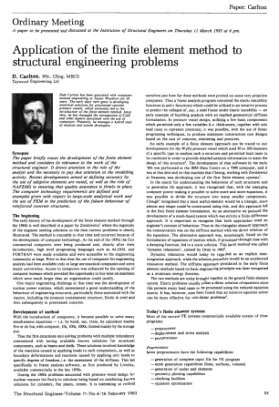Appplication of the Finite Element Method to Structural Engineering ...