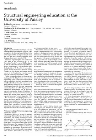 Academia. Structural Engineering Education at the University of Paisley ...