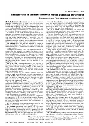 Shutter Ties in Unlined Concrete Water-retaining Structures. Discussion ...