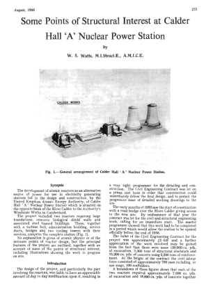 Some points of structural interest at Calder Hall 'A' nuclear power ...