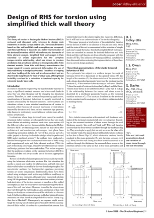 Design of RHS for torsion using simplified thick wall theory - The ...
