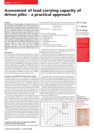 Assessment of load carrying capacity of driven piles - a practical ...