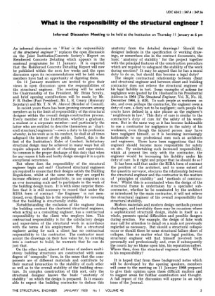 What is the Responsibility of the Structural Engineer? Informal Discussion Meeting to be held at ...